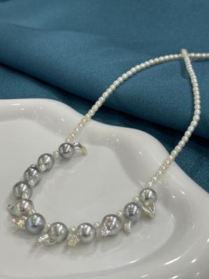 China Freshwater Baroque Pearl Pendant Necklace 18 Inch Long Turquoise Stone Gold Clasp for sale