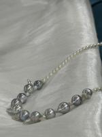 China Freshwater Baroque Pearl Pendant Necklace 18 Inch Long Turquoise Stone Gold Clasp for sale