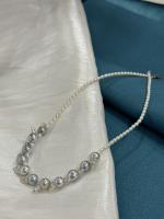 China Freshwater Baroque Pearl Pendant Necklace 18 Inch Long Turquoise Stone Gold Clasp for sale