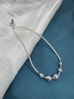 China Custom Silver Baroque Pearl Necklace Freshwater 16-18 Inch Adjustable Lobster Clasp for sale