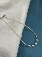 China Custom Silver Baroque Pearl Necklace Freshwater 16-18 Inch Adjustable Lobster Clasp for sale