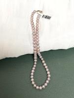 China Purple Freshwater Pearl Necklace Round Pearls Hypoallergenic Jewelry 16-18 Inch Adjustable for sale