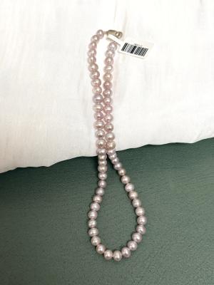 China Purple Freshwater Pearl Necklace Round Pearls Hypoallergenic Jewelry 16-18 Inch Adjustable for sale