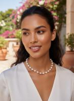 China Natural Freshwater Pearl Necklace White 18 Inch Double Clasp Blemish-Free Elegant Jewelry for sale