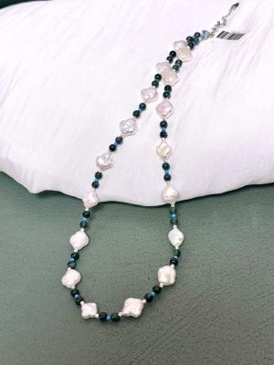 China Custom Organic Shape Baroque Pearl Necklace Modern Bohemian 18K Gold Clasp 45cm for sale