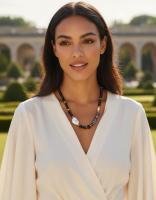 China Pastel Color Baroque Pearl Necklace with Black Beads Adjustable Length 45cm for sale