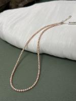 China Custom Freshwater Pearl Necklace Pink Baroque Pearls with Black Beads 18 Inch for sale