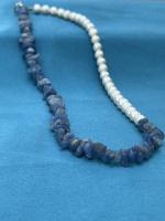 China Artistic Baroque Freshwater Pearl Necklace 7-7.5mm 42cm Blue Stone Accent for sale