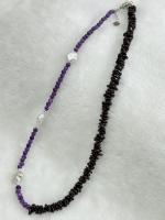 China Natural Pearl Necklace 44cm 10.5-11mm Pearls with Jade Beads Silver Buckle for sale