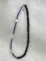 China Natural Pearl Necklace 44cm 10.5-11mm Pearls with Jade Beads Silver Buckle for sale