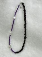 China Natural Pearl Necklace 44cm 10.5-11mm Pearls with Jade Beads Silver Buckle for sale