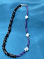 China Natural Pearl Necklace 44cm 10.5-11mm Pearls with Jade Beads Silver Buckle for sale