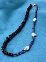 China Natural Pearl Necklace 44cm 10.5-11mm Pearls with Jade Beads Silver Buckle for sale