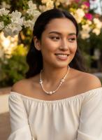 China Heart Shaped Baroque Pearl Necklace 42cm with Silver Spaced Beads Elegant Jewelry for sale
