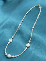 China Heart Shaped Baroque Pearl Necklace 42cm with Silver Spaced Beads Elegant Jewelry for sale