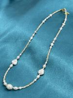 China Heart Shaped Baroque Pearl Necklace 42cm with Silver Spaced Beads Elegant Jewelry for sale