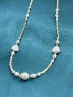China Heart Shaped Baroque Pearl Necklace 42cm with Silver Spaced Beads Elegant Jewelry for sale