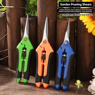 China Pruning Shears garden pruning tool with precision straight blades available in bright green orange and blue colors for professional for sale