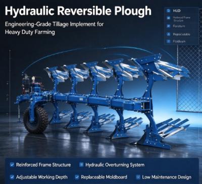 China Tractor Mounted Hydraulic Reversible Plough with Overload Protection and Strong Welded Structure for Large Scale Farming for sale