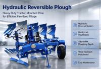 China Tractor Mounted Hydraulic Reversible Plough with Smooth Flipping Movement and Durable Moldboards for Commercial Growers for sale
