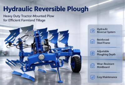 China Tractor Mounted Hydraulic Reversible Plough with Smooth Flipping Movement and Durable Moldboards for Commercial Growers for sale