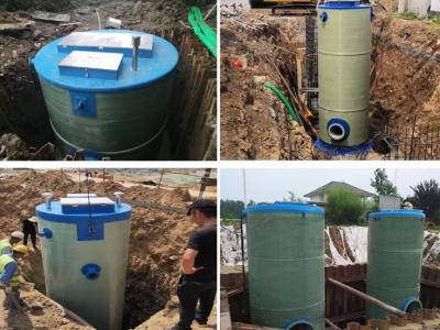 China FRP GRP Integrated Lifting Station Pump Rainwater Collection Sewer Lift Station 110V 10kW for sale