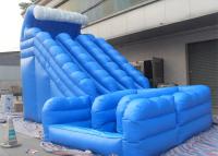 China Customized Large Commercial Inflatable Slide Blue Curvy / Blue Wave for sale