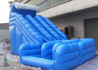 China Customized Large Commercial Inflatable Slide Blue Curvy / Blue Wave for sale