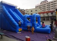 China Summer Season Blue Commercial Inflatable Slides With Pool And Slip N Slide for sale
