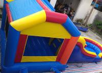 China Rainbow Combo Inflatable Bounce House Water Slide With Double Lane And Pool for sale
