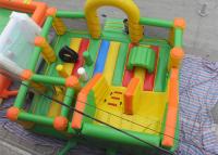 China Small Cartoon Theme Inflatable Fun Island , Inflatable Playground With Giant Blow Up Slide for sale