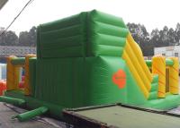 China Small Cartoon Theme Inflatable Fun Island , Inflatable Playground With Giant Blow Up Slide for sale