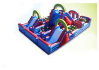 China Waterproof Colorful 60m x 7m x 10m Inflatable Obstacle Course rentals For Kids And Adults for sale