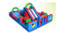 China Waterproof Colorful 60m x 7m x 10m Inflatable Obstacle Course rentals For Kids And Adults for sale