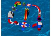 China Red / Blue Exciting Floating Water Playground , 0.9mm PVC Giant Inflatable Aqua Park For Wedding for sale