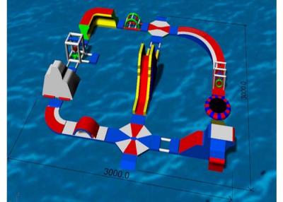 China Red / Blue Exciting Floating Water Playground , 0.9mm PVC Giant Inflatable Aqua Park For Wedding for sale