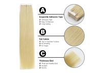 China 613 Pre Bonded Remy PU Tape Hair Extensions No Chemical No Smell for sale