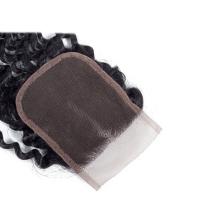 China Peruvian Virgin Hair 4*4 Deep Wave Lace Closure Hand Tied 130% Density for sale