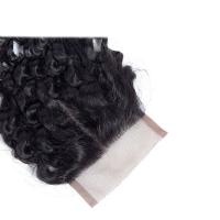 China Peruvian Virgin Hair 4*4 Deep Wave Lace Closure Hand Tied 130% Density for sale