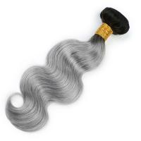 China Virgin Indian Human Hair Bundles , Grey Ombre Hair Bundles Two Tone Full End for sale