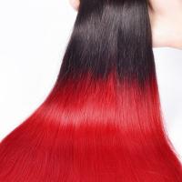 China Silk Soft Ombre Brazilian Hair Weave , Real Human Ombre Remy Hair Bundles for sale