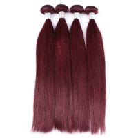 China 99j Burgundy Straight Brazilian Hair Peruvian Human Hair Weave Popular Sell Double Weft for sale