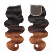 China Three Tone Virgin 4x4 Hair Closure , Hand Tied 4x4 Free Part Closure for sale