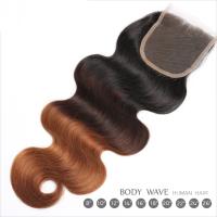 China Three Tone Virgin 4x4 Hair Closure , Hand Tied 4x4 Free Part Closure for sale