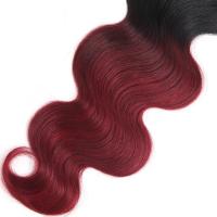 China Brazilian 4x4 Lace Closure 1b 99j Burgundy Body Wave Closure Ombre Color for sale
