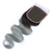China 1b Grey Body Wave 4x4 Lace Closure No Sheddding Curly Hair Lace Closure for sale