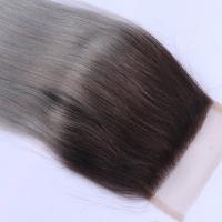 China Hand Tied 1b 4x4 Grey Lace Closure 100 Unprocessed Human Hair No Tangle for sale