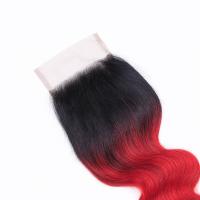 China 1b Red Body Wave 100% 4x4 Lace Closure Real Human Virgin Hair 18 Inch for sale