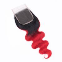 China 1b Red Body Wave 100% 4x4 Lace Closure Real Human Virgin Hair 18 Inch for sale