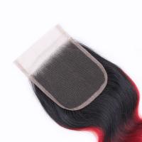 China 1b Red Body Wave 100% 4x4 Lace Closure Real Human Virgin Hair 18 Inch for sale